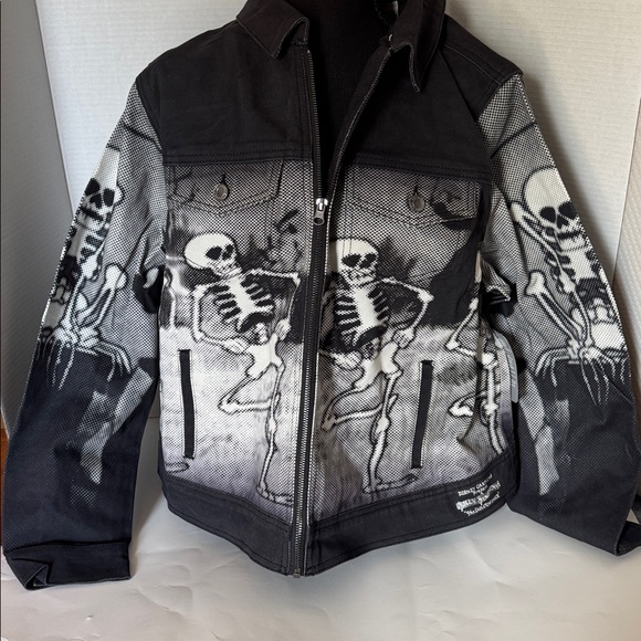 Disney | Jackets & Coats | Disney Black And White Skeleton Bomber ...